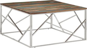 vidaXL Konferenční stolek nerezová ocel a masivní dřevo [349958] Barva: Zlatá a černá