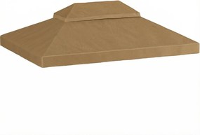 Outsunny náhradní potah pro altán 4 x 3 m, dvojitá střecha s odtokovými otvory, polyester 370 g/m², béžová