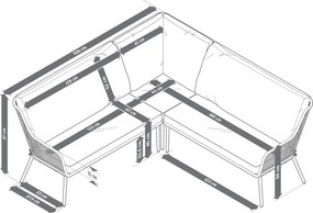 Tchibo - Rohová sedací souprava s textilním výpletem - barva: černá