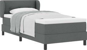 Postel s boxspringem s čelo Tmavě šedá 100 x 200 cm textil 3340011