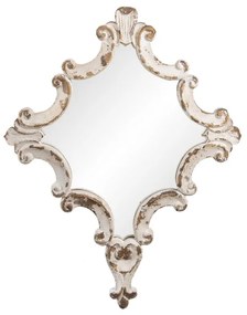 Zdobené vintage zrcadlo v bílo hnědém dřevěném rámu – 60x3x76 cm