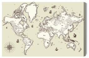 Obraz Stará Mapa Světa Nedostatek Nedostatek Přírodní plátno 120x80