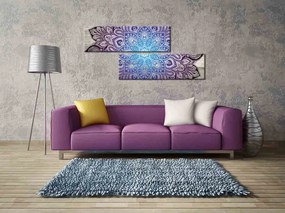 Dvoudílný obraz mandala na dřevě Purple Velikost (šířka x výška): 140x60 cm