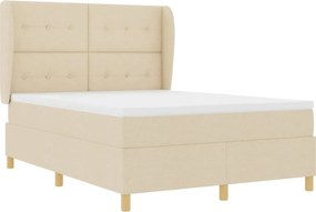 Postel s boxspringem s čelo Krémová 190 x 140 cm textil 3340751