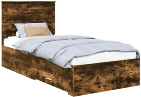 Rám postele s čelo Kouřový dub 100 x 200 cm Kompozitní dřevo 3409689