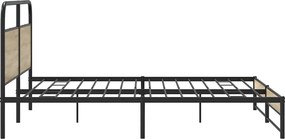 Kovový rám postele bez matrace kouřový dub 200 x 200 cm 3318683