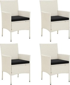 vidaXL Zahradní židle s poduškami 4 ks polyratan [316692] Barva: Bílá a černá