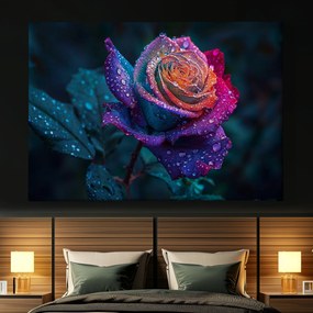 Obraz na plátně - Růže, kapky vášně FeelHappy.cz Velikost obrazu: 180 x 120 cm