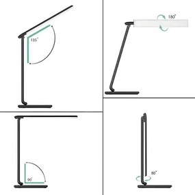LT-T10 černá / Stolní LED lampička / dotykové ovládání / 12W / 3000-65