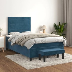 Box spring postel s matrací tmavě modrá 120 x 200 cm samet 3137897