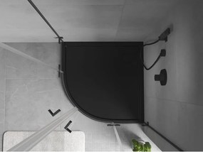 Mexen Flow půlkruhový sprchový kout slim 90 x 90 cm, černý mat - 46Q709090