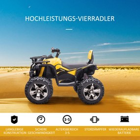 HOMCOM Elektrický čtyřkolka pro děti, 12V 10Ah, čtyřkolka s funkcí vpřed a vzad, 2 motory, USB připojení, MP3 přehrávač, vozidlo pro děti s předním s…
