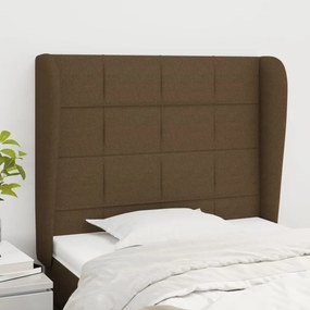 Čelo postele typu ušák tmavě hnědé 103x23x118/128 cm textil 3117949