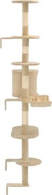 Nástěnné škrabadlo pro kočky se sisalovými sloupky 194cm béžové 170588