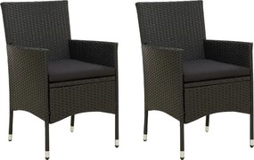 vidaXL Zahradní židle s poduškami 2 ks polyratan [316684] Barva: Černá