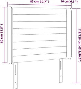 Čelo postele s LED černé 83 x 16 x 118/128 cm samet 3124220