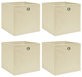 Úložné boxy 4 ks krémové 32 x 32 x 32 cm textil