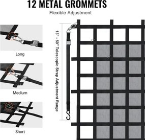 Síť na náklad Zesílené provedení Cargo Net 182,9 × 144,8 cm Nastavitelné přezky a