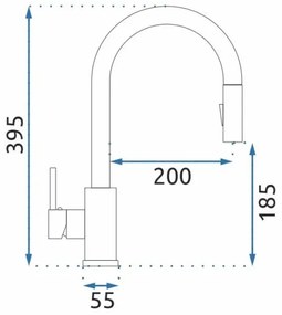 REA-B9146 - Dřezová baterie s vytahovací sprškou FRESH 39,5 cm nikl
