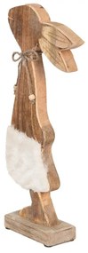 Dřevěná dekorace socha králíčka na podstavci – 18x6x40 cm