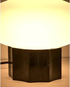 Bílá/černá kovová stolní lampa se skleněným stínidlem (výška 20 cm) Idela – Kave Home
