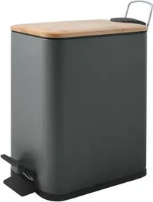 Spirella ERIK pedálový odpadkový koš 5 L tmavě šedá / ocel / s bambuso