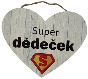 Bondecor Dřevěná dekorace srdce "Super dědeček" 12x15cm Jazyk: CZ