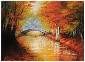 Gario Ručně malovaný obraz Po podzimním mostě Rozměry: 120 x 80 cm