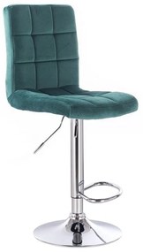 LuxuryForm DESIGN Barová židle TOLEDO VELUR na stříbrné kulaté podstavě - zelená