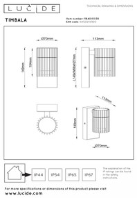 Lucide 11840/01/30 - Venkovní nástěnné svítidlo TIMBALA 1xGU10/7W/230V IP44