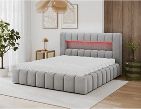 Šedá čalouněná dvoulůžková postel s úložným prostorem s roštem 140x200 cm Lamica – ELTAP