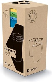 Sada 3 odpadkových košů COMPACTO 3x12 L vícebarevná