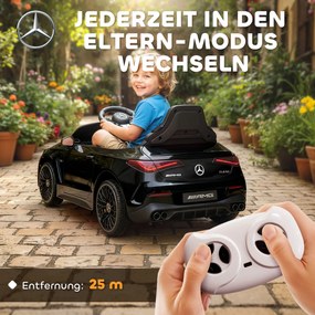 AIYAPLAY Dětské elektrické auto, design Mercedes, 12V motory, dálkové ovládání, LED světla, hudba, pro děti 3-6 let, černá