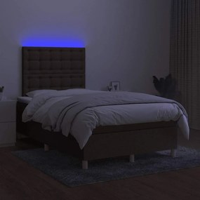 Box spring postel s matrací a LED tmavě hnědá 120x190 cm textil 3270277