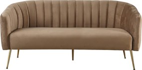 Designový 3-sed, hnědá Velvet látka/gold chrom-zlatý, BAGY