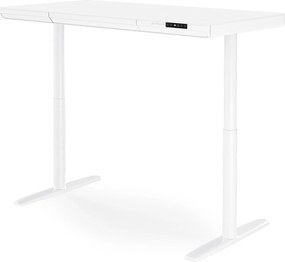 Elektrický psací stůl sit-stand se zásuvkou a bezdrátovou nabíječkou Qi bílý, 1400 mm: ELLIS