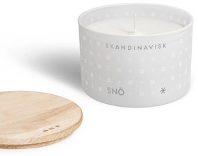 SKANDINAVISK Vonná svíčka SNÖ (sníh) 90 g, bílá barva, sklo, dřevo, vosk