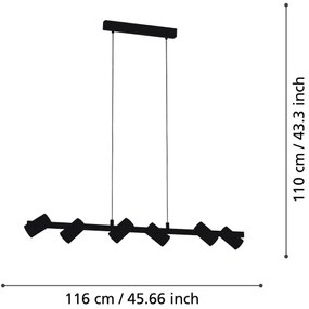 Eglo 99464 - Lustr na lanku GATUELA 6xE14/25W/230V
