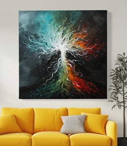Obraz na plátně - Strom života Bílý průsvit FeelHappy.cz Velikost obrazu: 80 x 80 cm