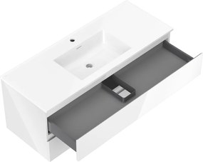Mexen Orio, koupelnová skříňka 120 cm s umyvadlem Otis, 2 zásuvky, bílá lesklá, 91A10-12047-2-BFF00-W18M00