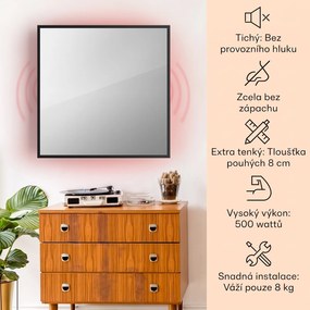 Klarstein La Palma 500, infračervený ohřívač 2 v 1, smart, 60 x 60 cm, 500 W, zrcadlová přední strana