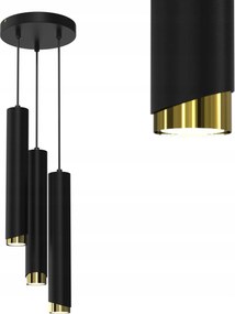 Závěsné Stropní Svítidlo Trubice Kov GU10 Loft Spot Černá Zlatá Sopel