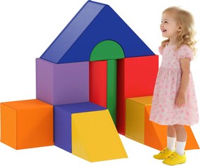 HOMCOM 11-dílná měkká stavebnice, pěnové bloky, stavební set pro hraní, lezání, měkké obří stavební bloky, stavební kostky pro děti 1-3 roky, umělá ků