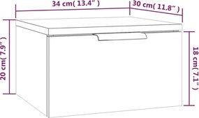 vidaXL Nástěnný noční stolek 34 x 30 x 20 cm [811382] Barva: Betonová šedá