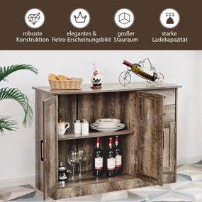 Costway Volně stojící bufetová skříň se 2 zásuvkami, 3 dvířky a 1 nastavitelnou