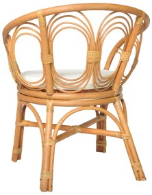 Jídelní židle s poduškou hnědá přírodní ratan a lněné plátno - Default Title