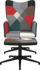 Relaxační křeslo se stoličkou patchwork textil 328200