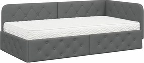 Rohový rám postele Tmavě šedá 90 x 190 cm textil 3394038