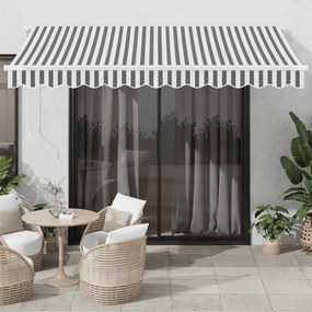 Ručně Zatahovací Markýza Antracitová A Bílá 350 X 250 Cm