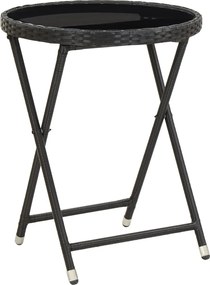 vidaXL Čajový stolek 60 cm polyratan a tvrzené sklo [310559] Barva: Černá